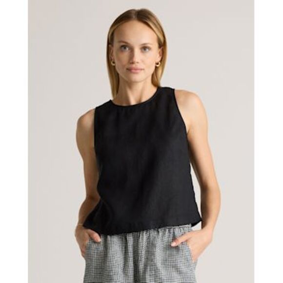 Quince | Tops | Quince Women 0 European Linen Cropped Tank Sleeved Top ...